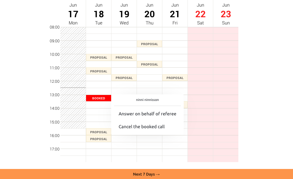 Can I access my calendar with booked and proposed times for reference ...