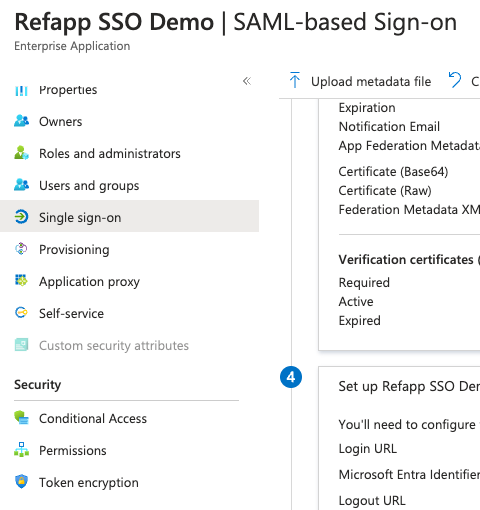 Signing and encryption SAML SSO Entra ID